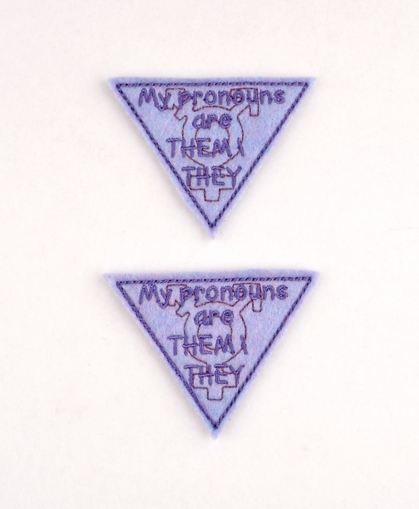 My Pronouns Are Them They Triangle – String Theory Fabric Art