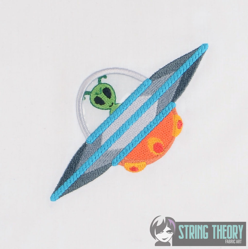 UFO with Clear Vinyl Appliqué Dome – String Theory Fabric Art