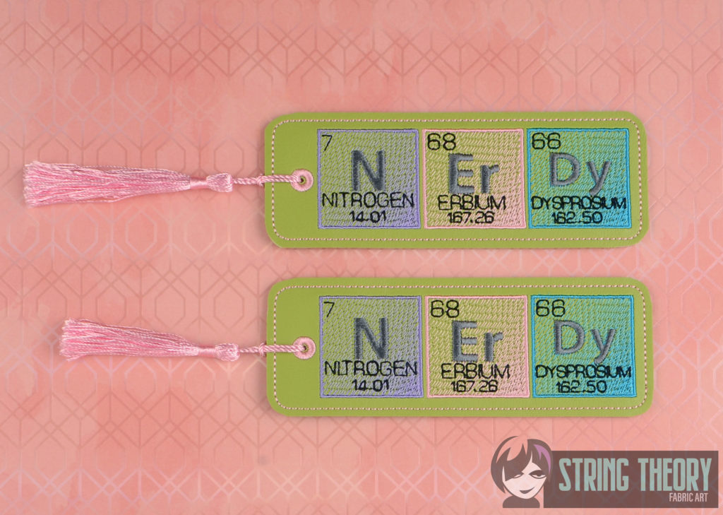 Periodic NERDY Bookmark – String Theory Fabric Art