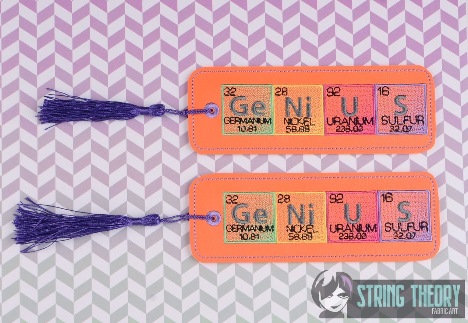 GENIUS Periodic Table Of Elements Bookmark – String Theory Fabric Art