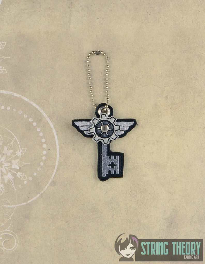 Steampunk Gear & Key Dangle – String Theory Fabric Art