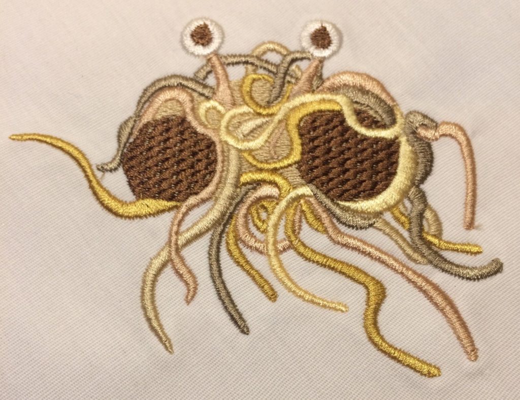 Flying Spaghetti Monster – String Theory Fabric Art