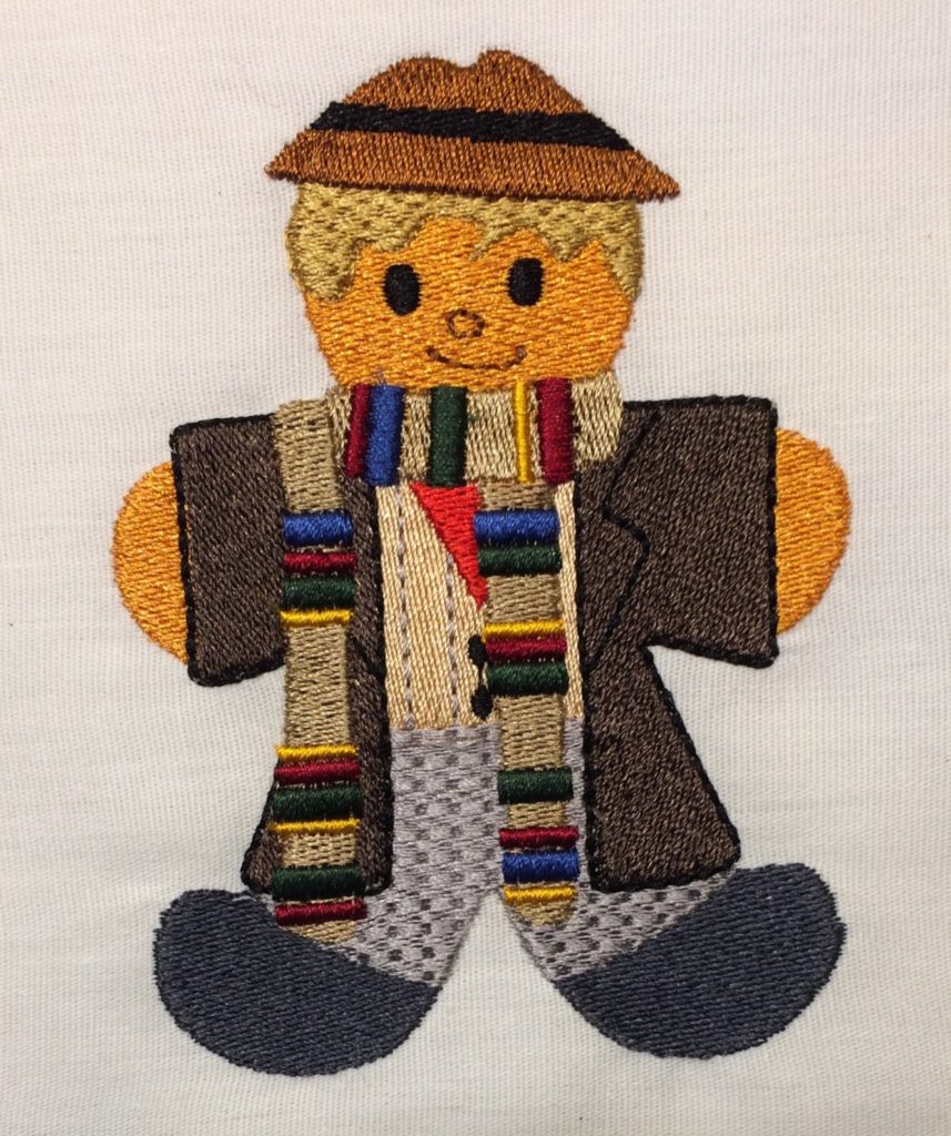 Dr. Space 4th Doctor Gingerbread Man – String Theory Fabric Art