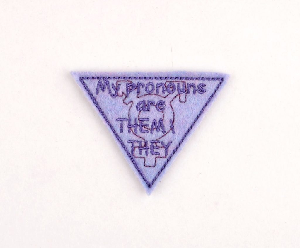 My Pronouns Are Them They Triangle – String Theory Fabric Art
