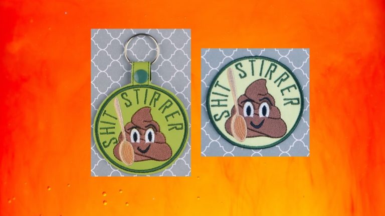 Adult Merit Badge Shit Stirrer – String Theory Fabric Art Adult Merit Badge Shit Stirrer – String Theory Fabric Art