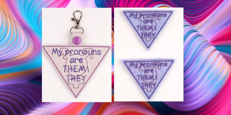 My Pronouns Are Them They Triangle – String Theory Fabric Art