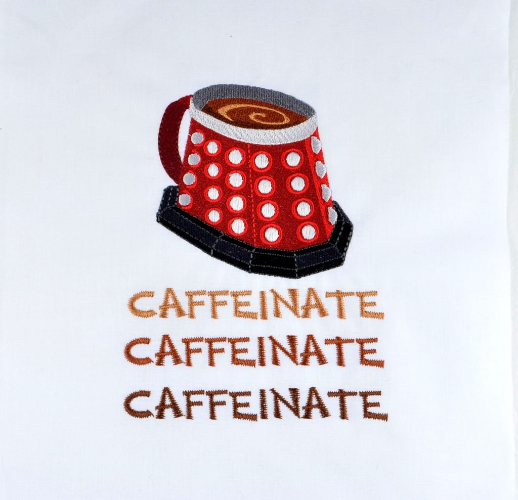 Dr. Space Caffeinate Dalek – String Theory Fabric Art