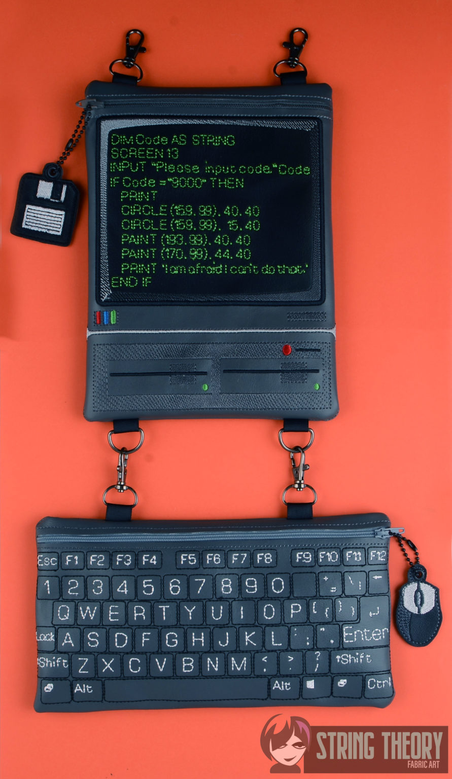 Computer & Keyboard Partially Lined Zip Bag Set with Mouse & Diskette ...