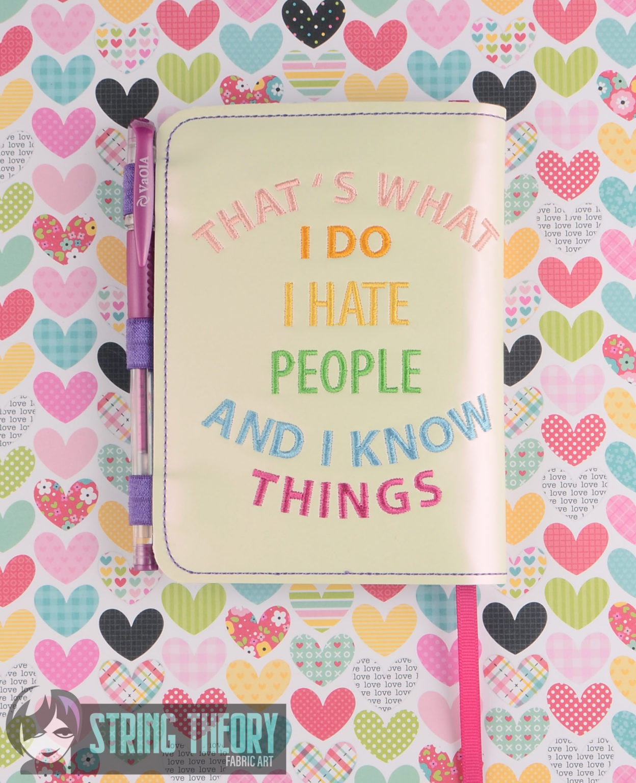 I Hate People & I Know Things Notebook Cover – String Theory Fabric Art