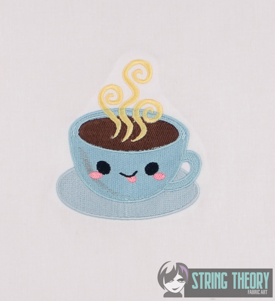 Kawaii Coffee Cup – String Theory Fabric Art