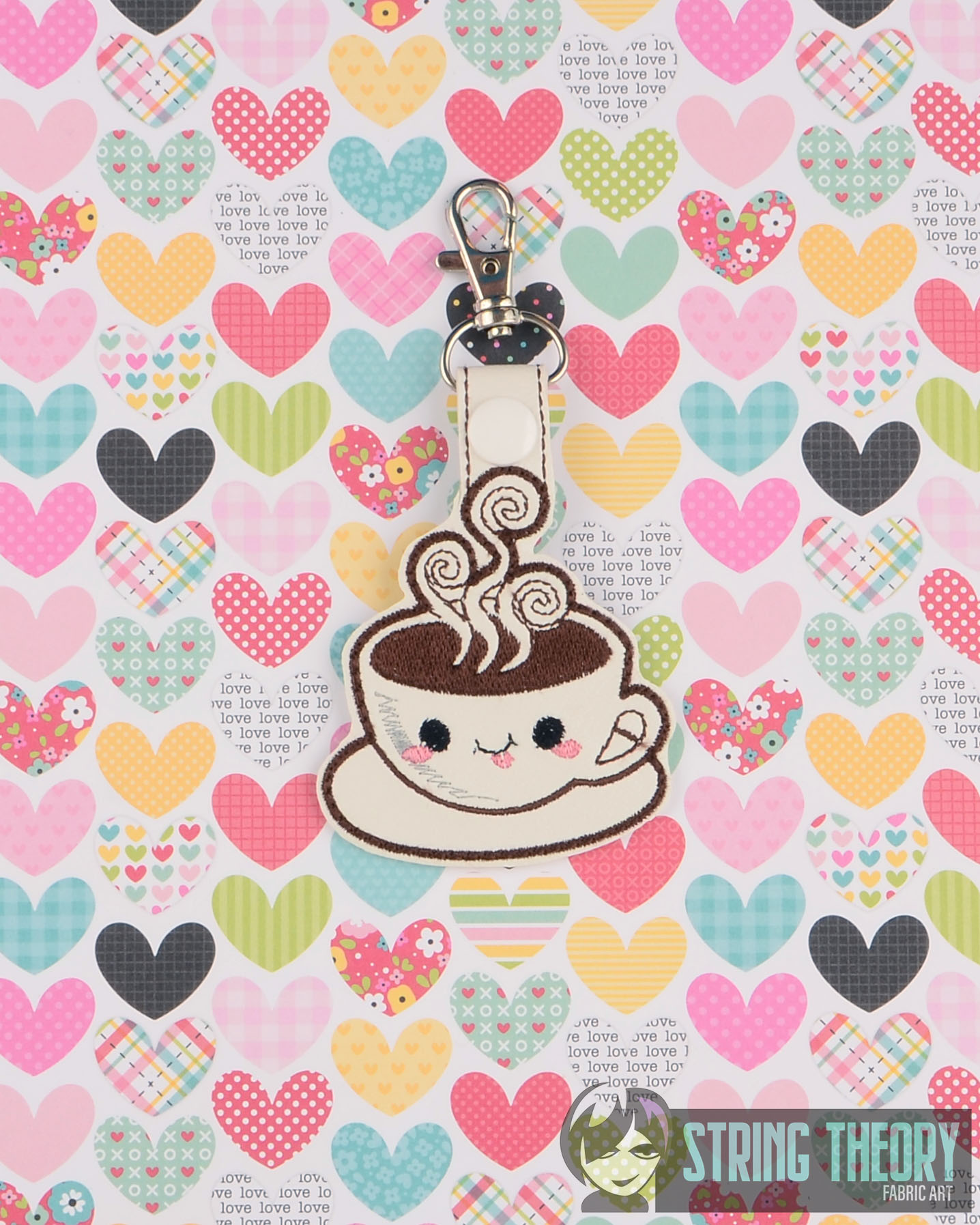 Kawaii Coffee Cup Snap Tab Key Fob – String Theory Fabric Art