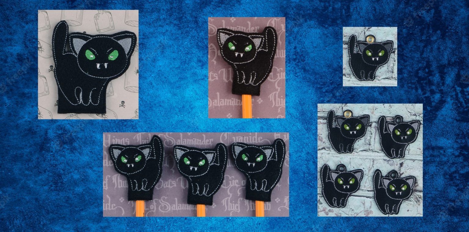 Chibi Vamp Cat – String Theory Fabric Art