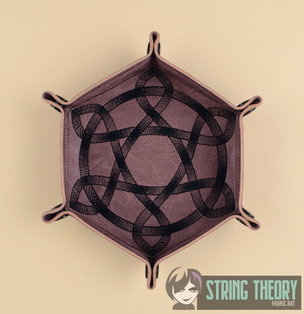 Light Stitch Hexagon Celtic Knot in Hexagonal Dice Tray – String Theory Fabric Art