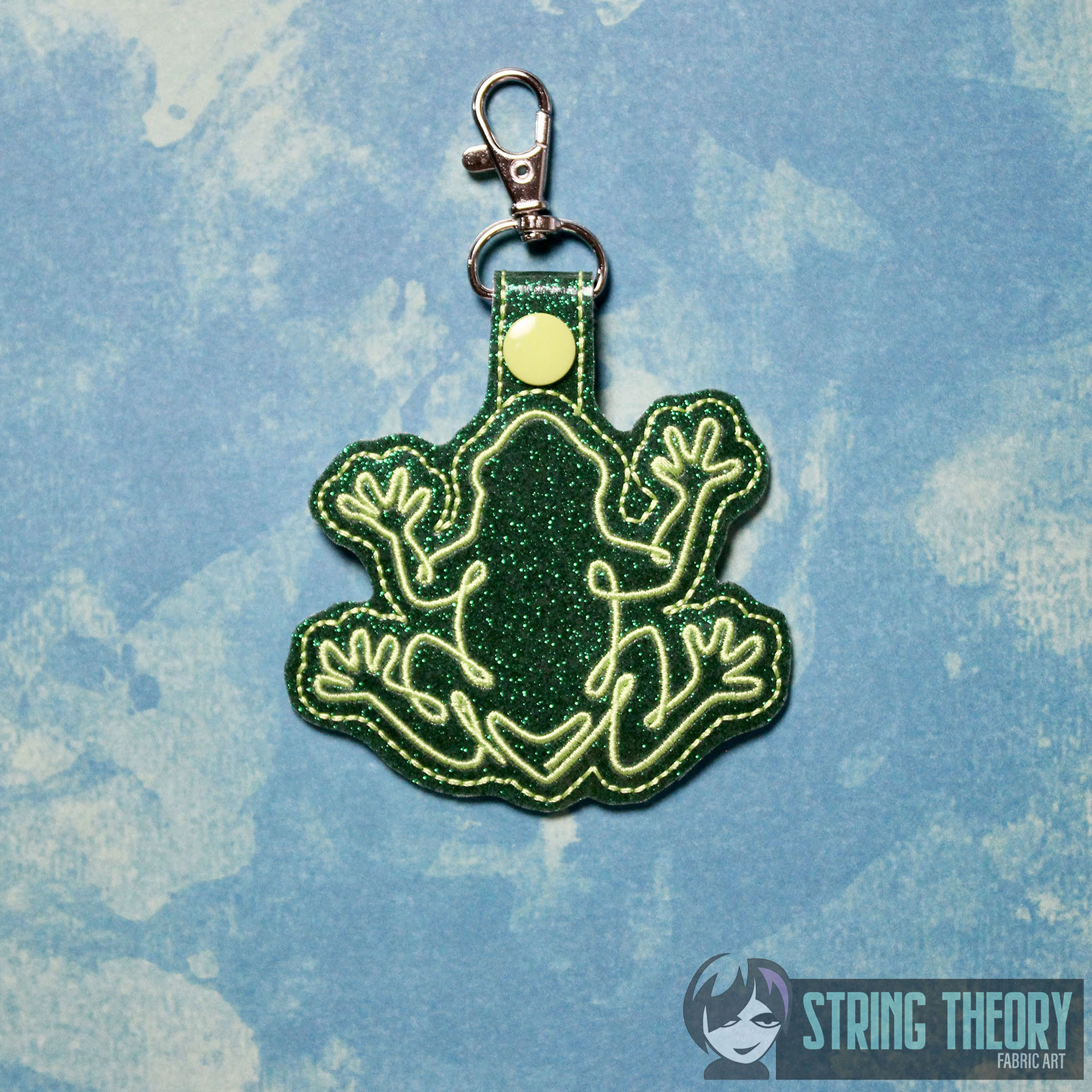 Continuous Line Frog Fob – String Theory Fabric Art