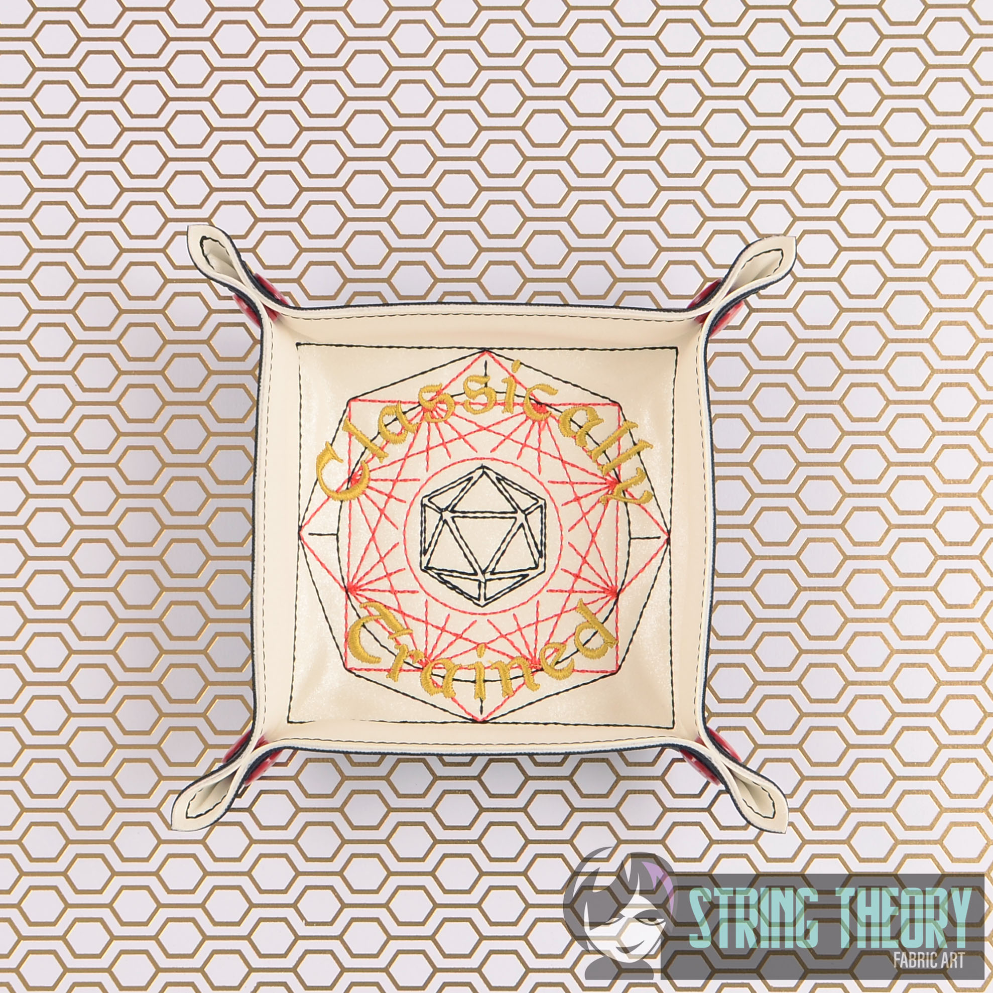 Classically Trained Dice Tray – String Theory Fabric Art