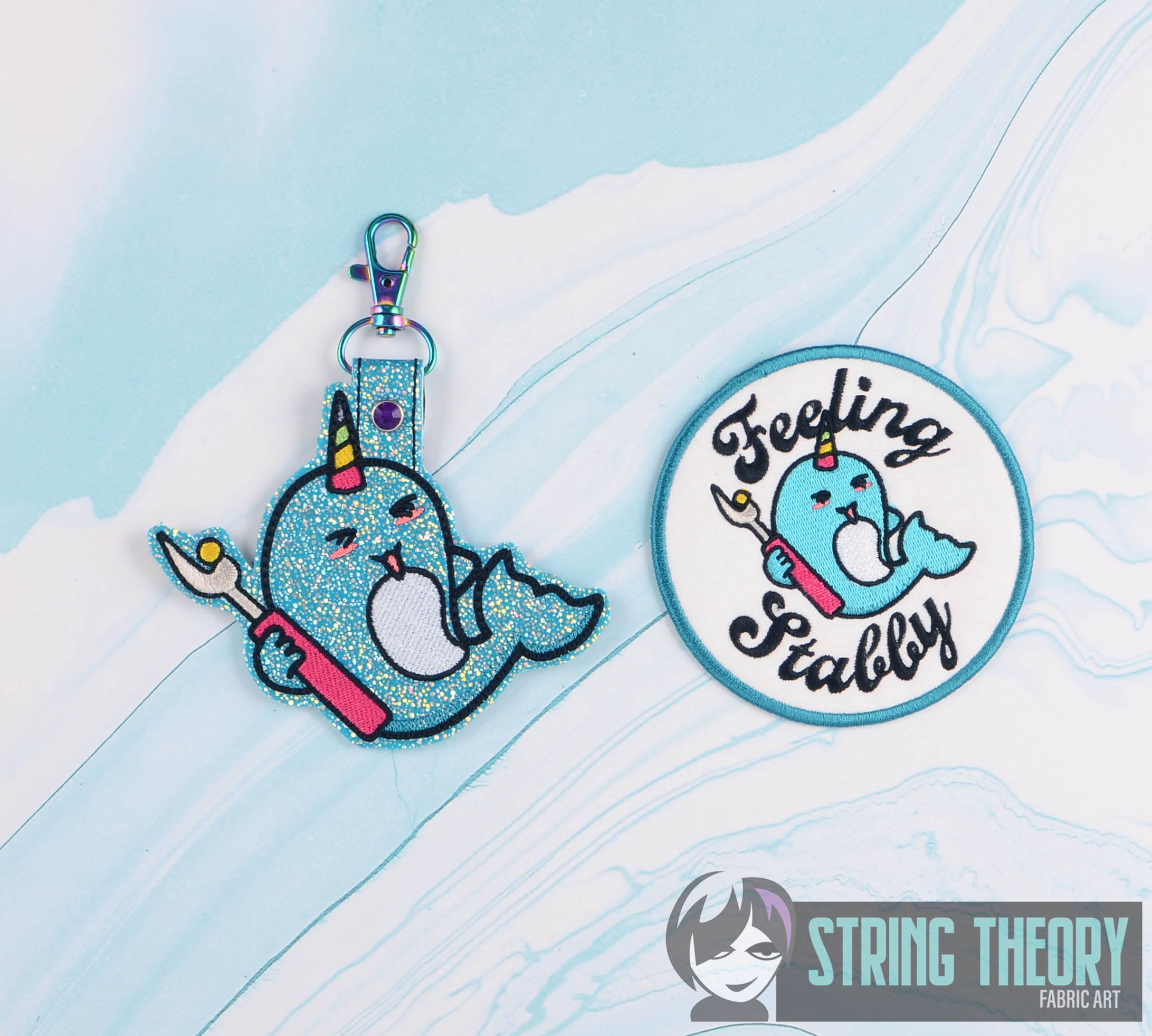 Feeling Stabby – Stabby the Narwhal – String Theory Fabric Art