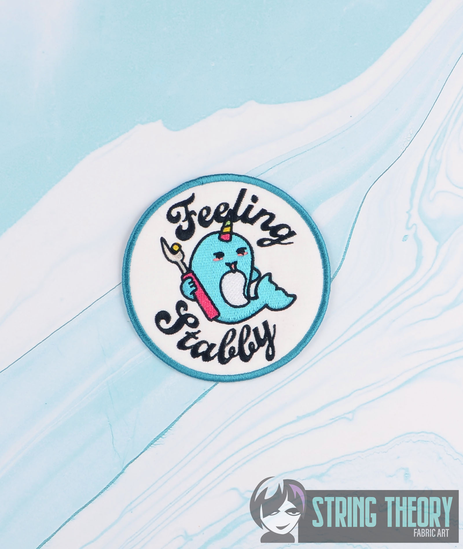 Feeling Stabby – Stabby the Narwhal – String Theory Fabric Art