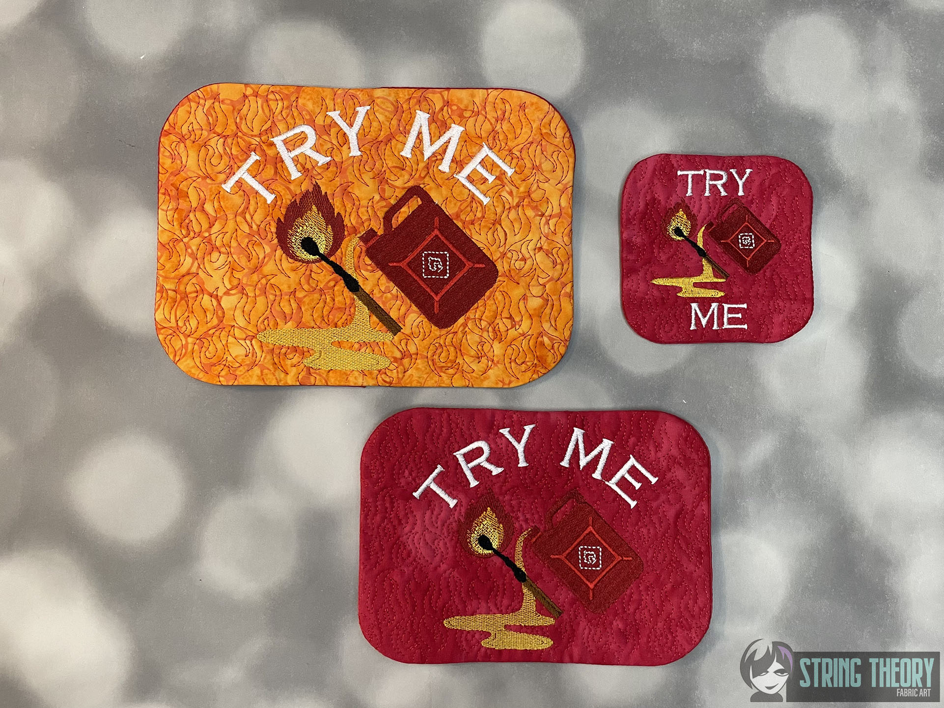 Try Me Mug Rug – String Theory Fabric Art
