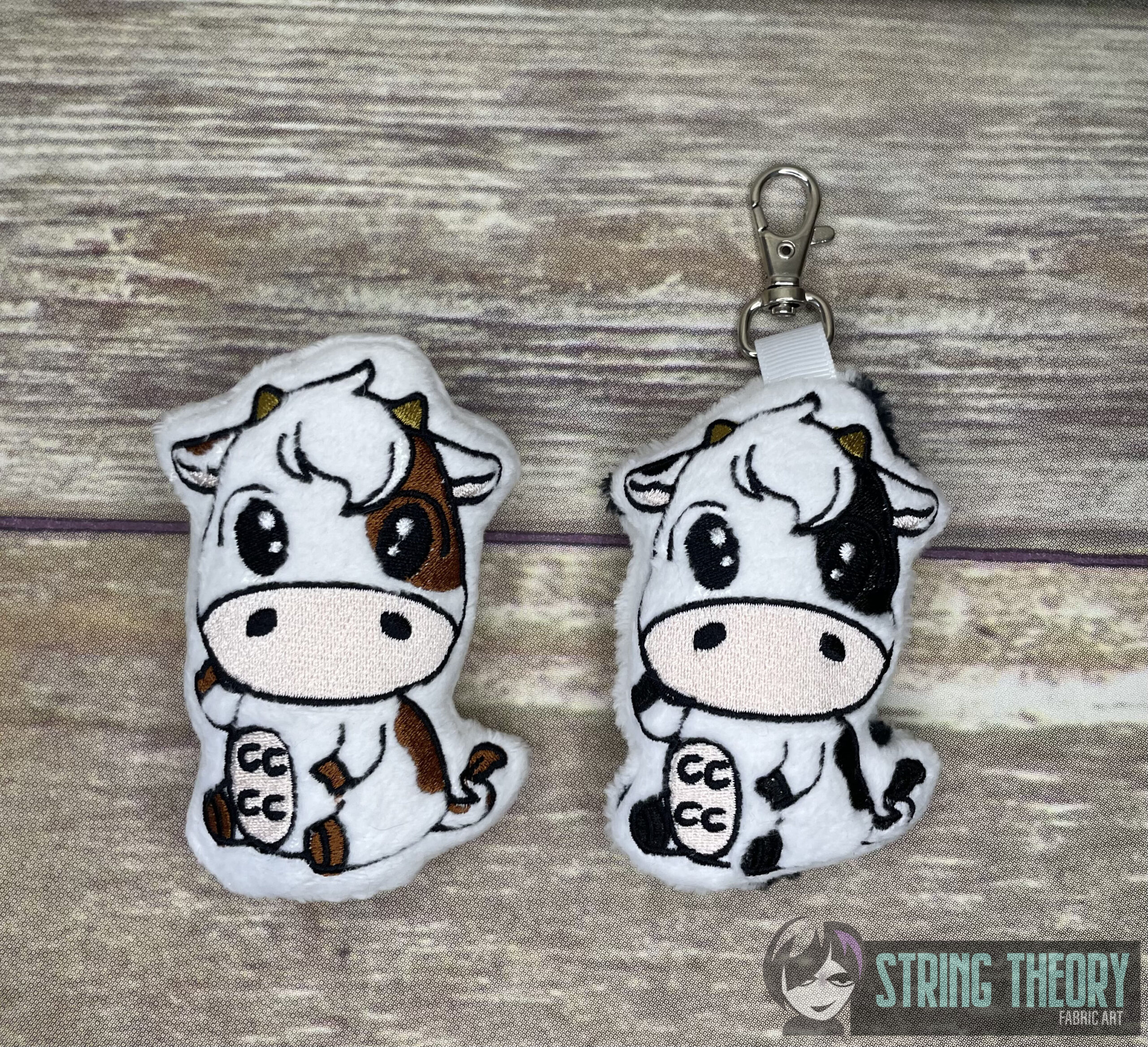 Chibi Sitting Cow Stuffie – String Theory Fabric Art
