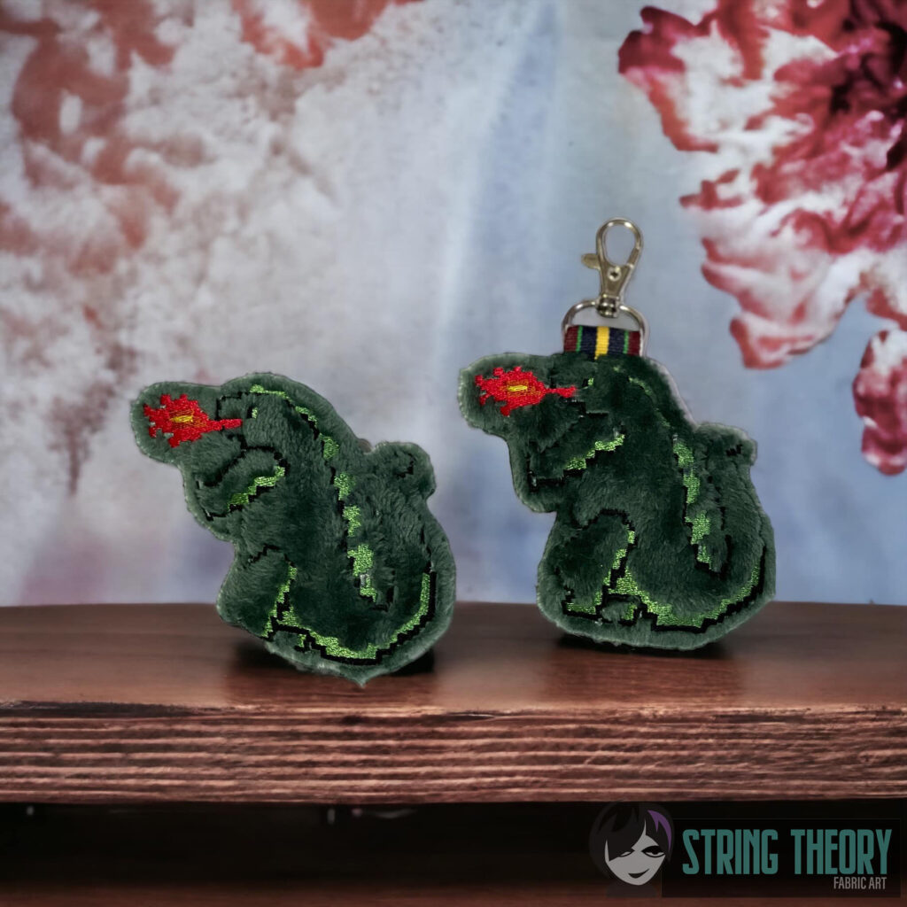 8 Bit Godzilla Stuffie – String Theory Fabric Art