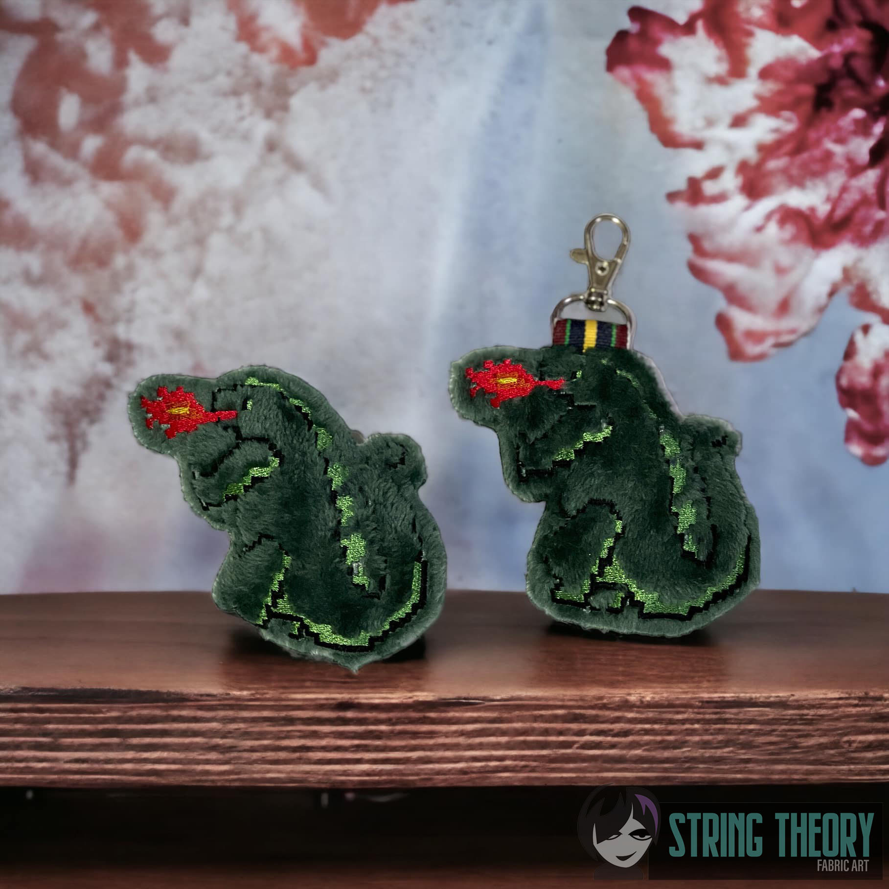 8 Bit Godzilla Stuffie – String Theory Fabric Art