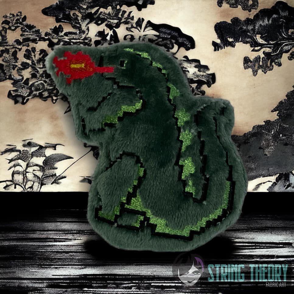 8 Bit Godzilla Stuffie – String Theory Fabric Art