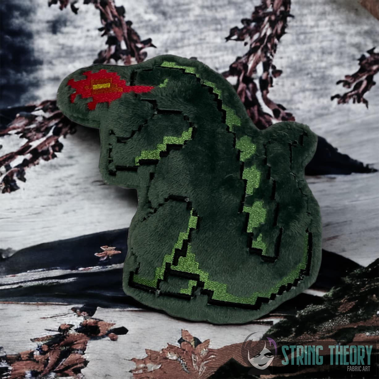 8 Bit Godzilla Stuffie – String Theory Fabric Art