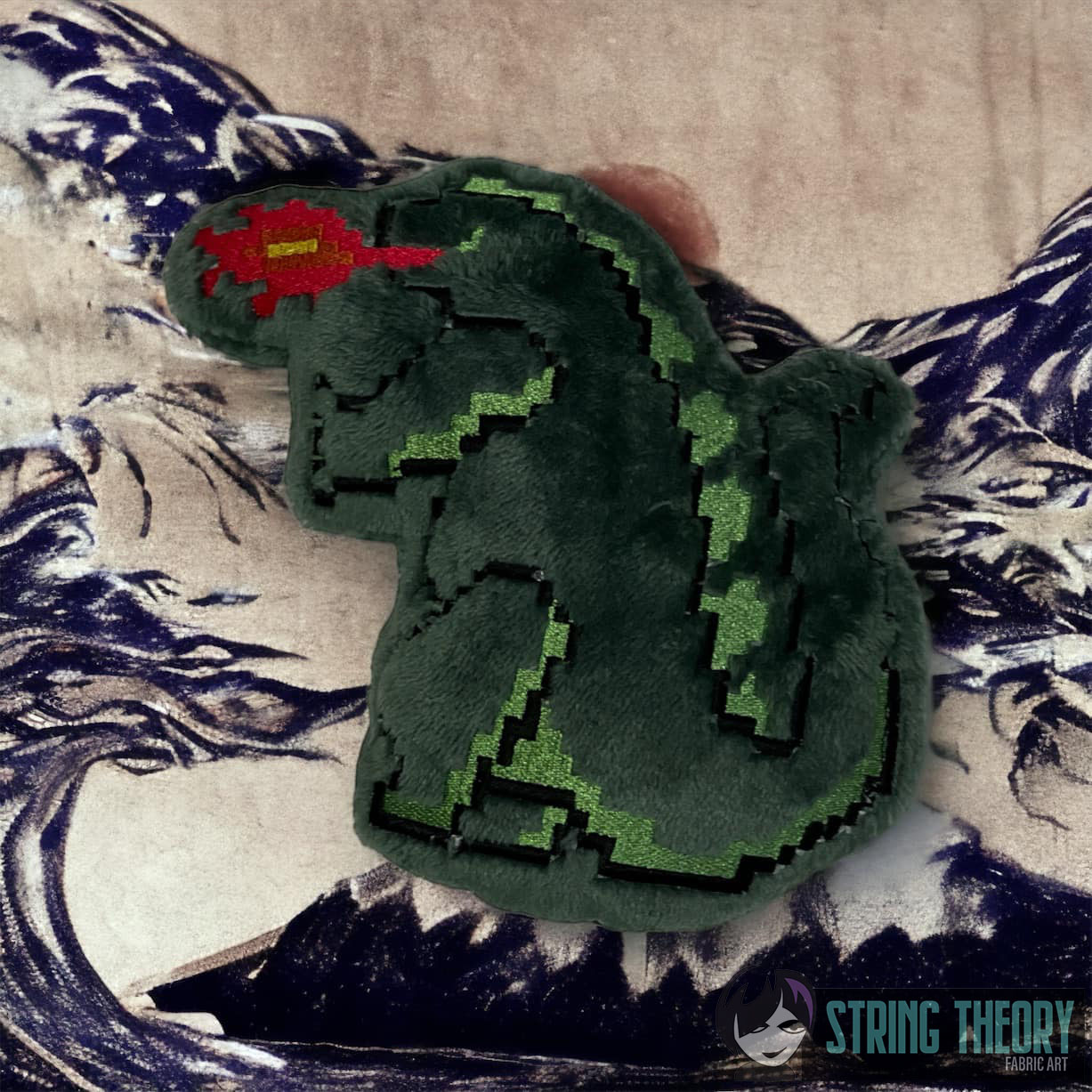 8 Bit Godzilla Stuffie – String Theory Fabric Art
