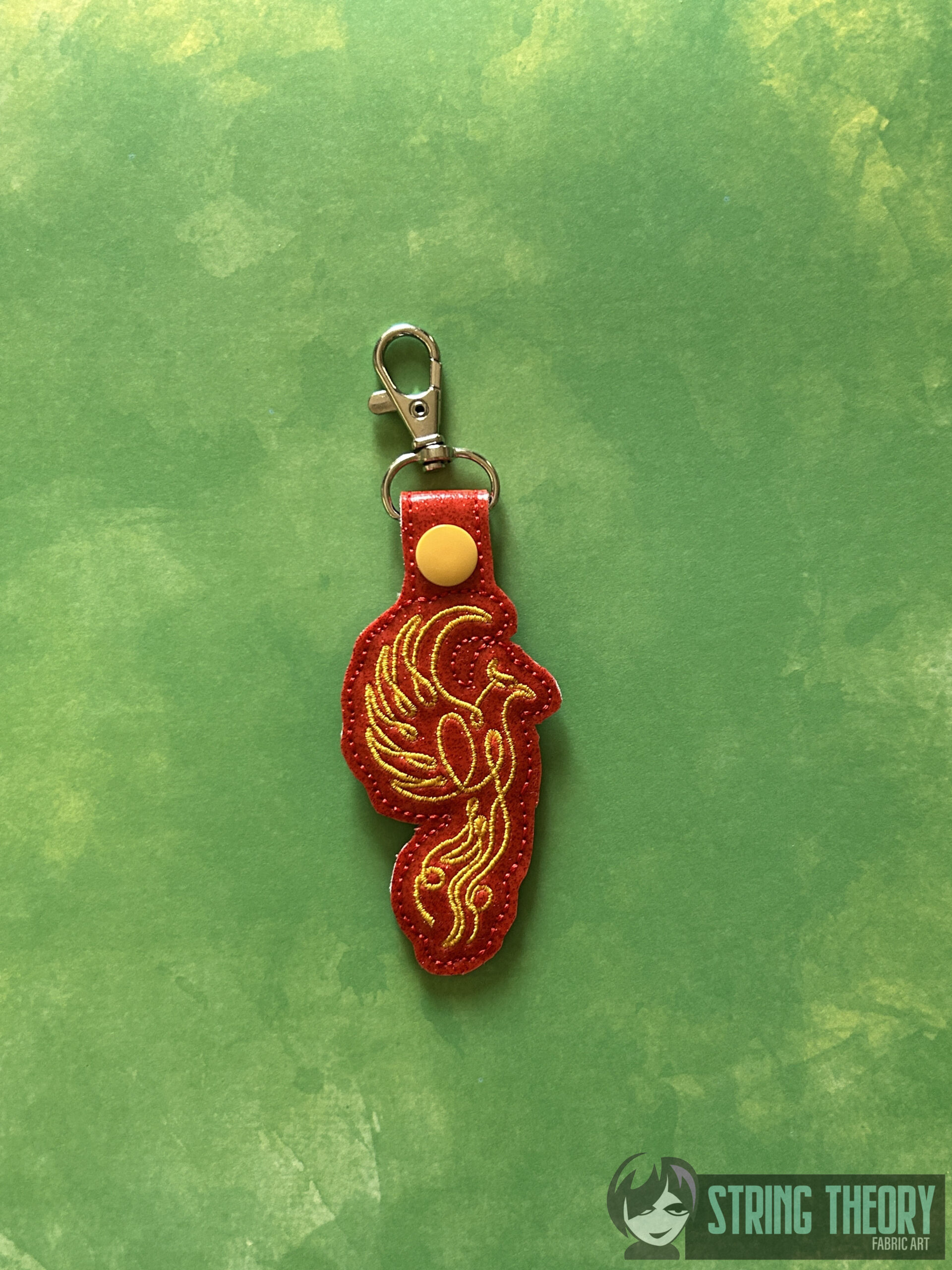 Continuous Line Phoenix fob – String Theory Fabric Art
