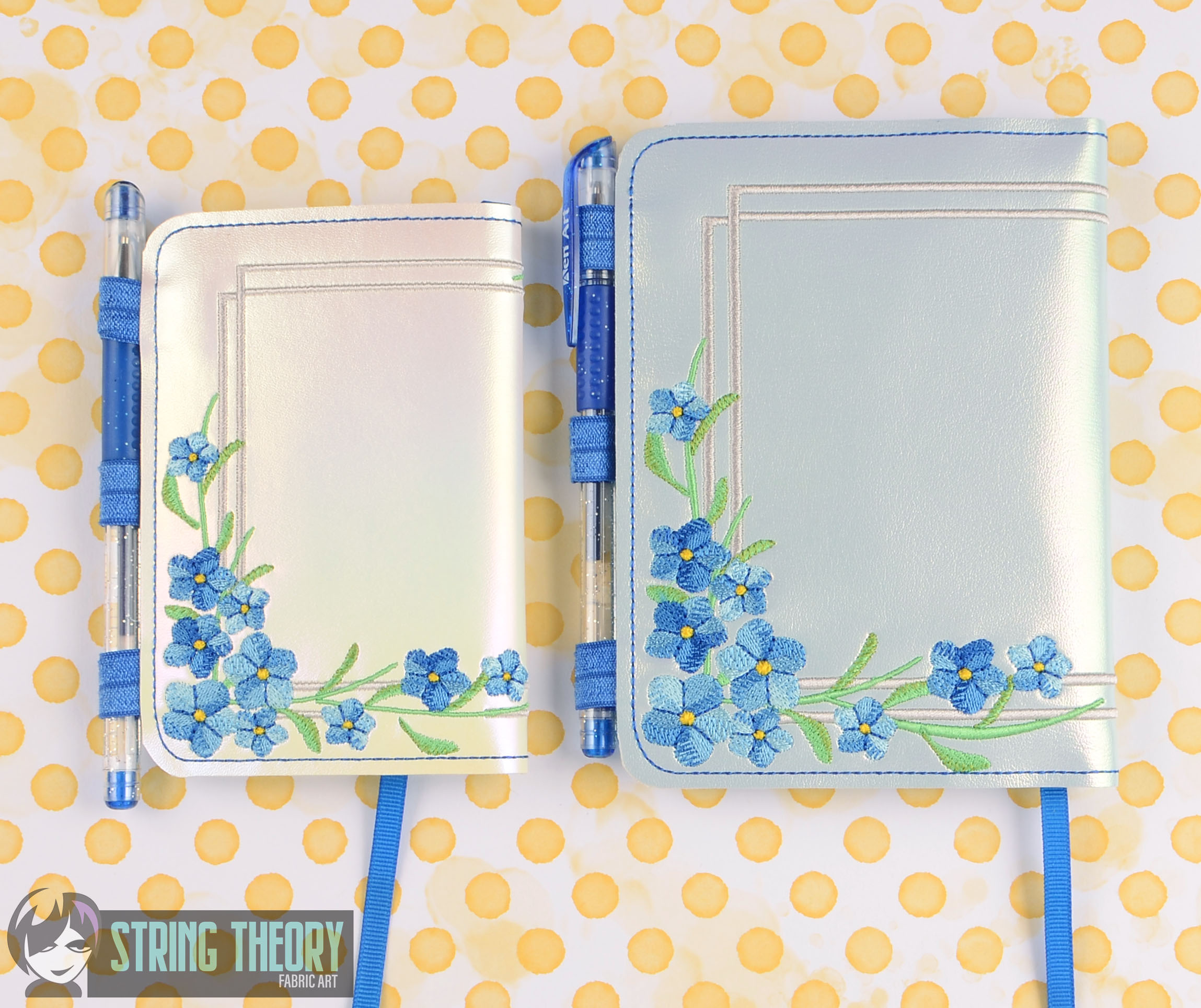 Forget Me Not Notebook Cover – String Theory Fabric Art