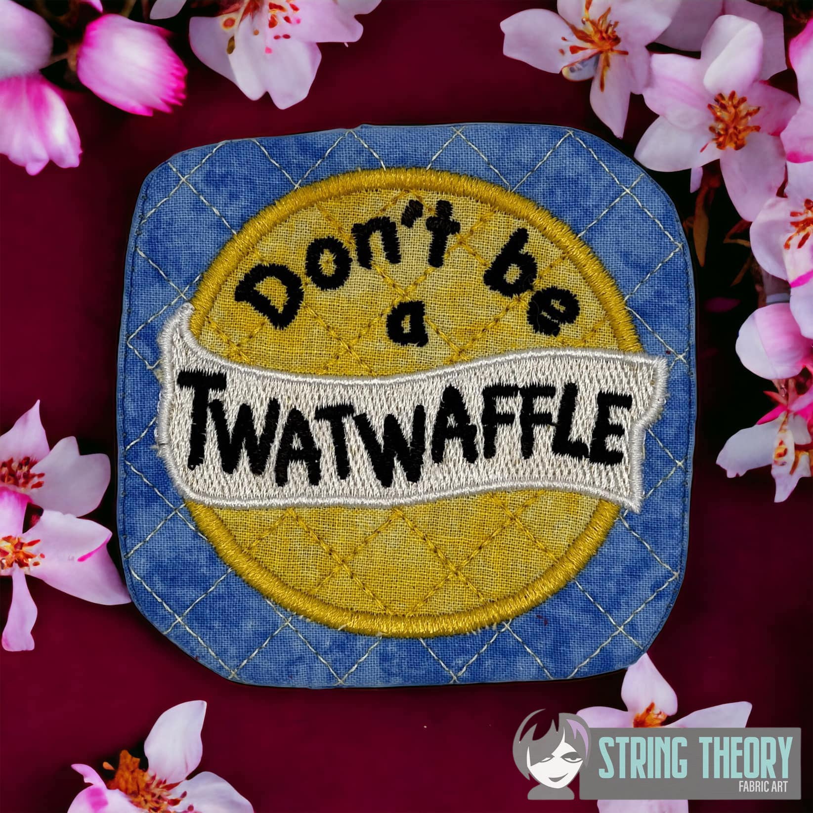 Don’t be a Twatwaffle Mug Rug – String Theory Fabric Art