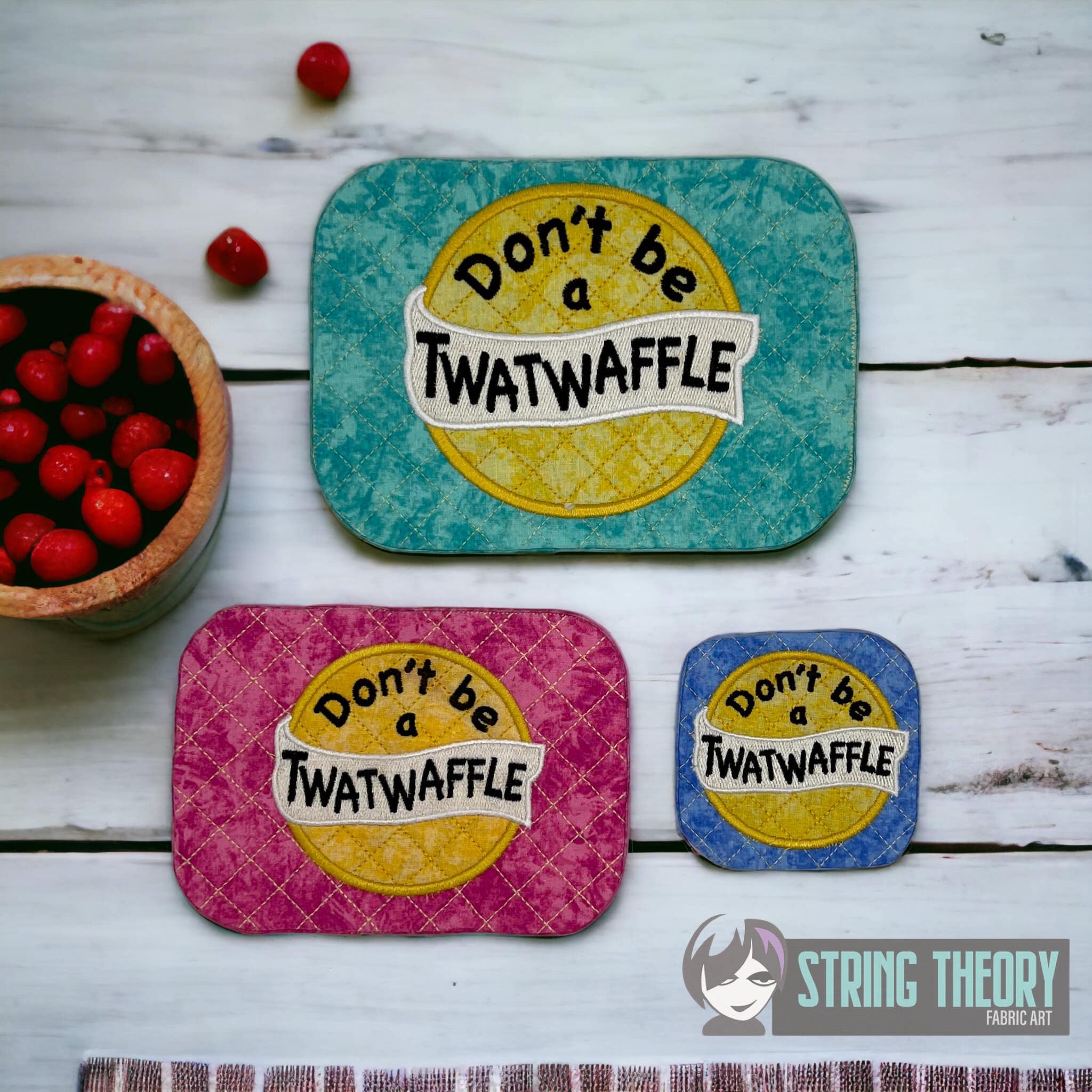 Don’t be a Twatwaffle Mug Rug – String Theory Fabric Art