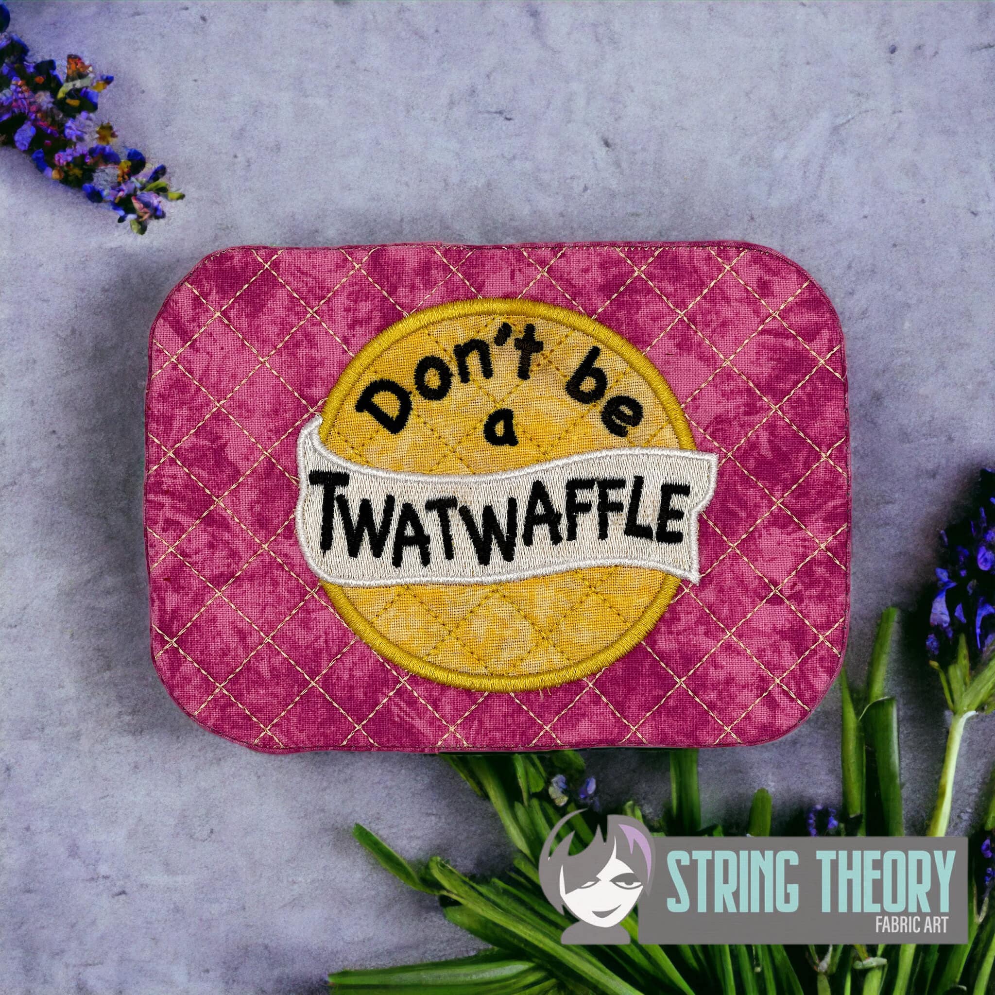 Don’t be a Twatwaffle Mug Rug – String Theory Fabric Art