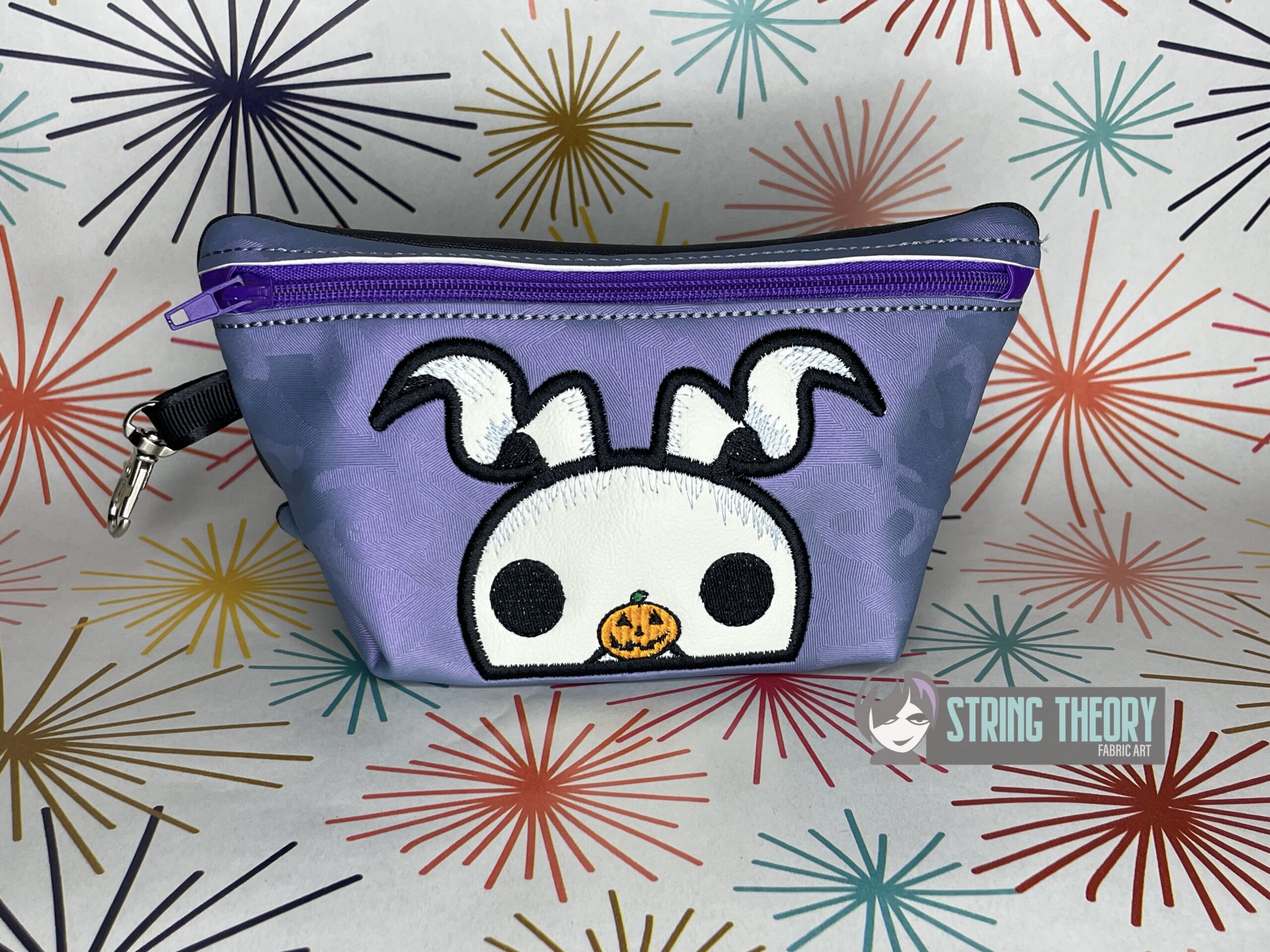 Chibi Ghost Dog Peeker – String Theory Fabric Art