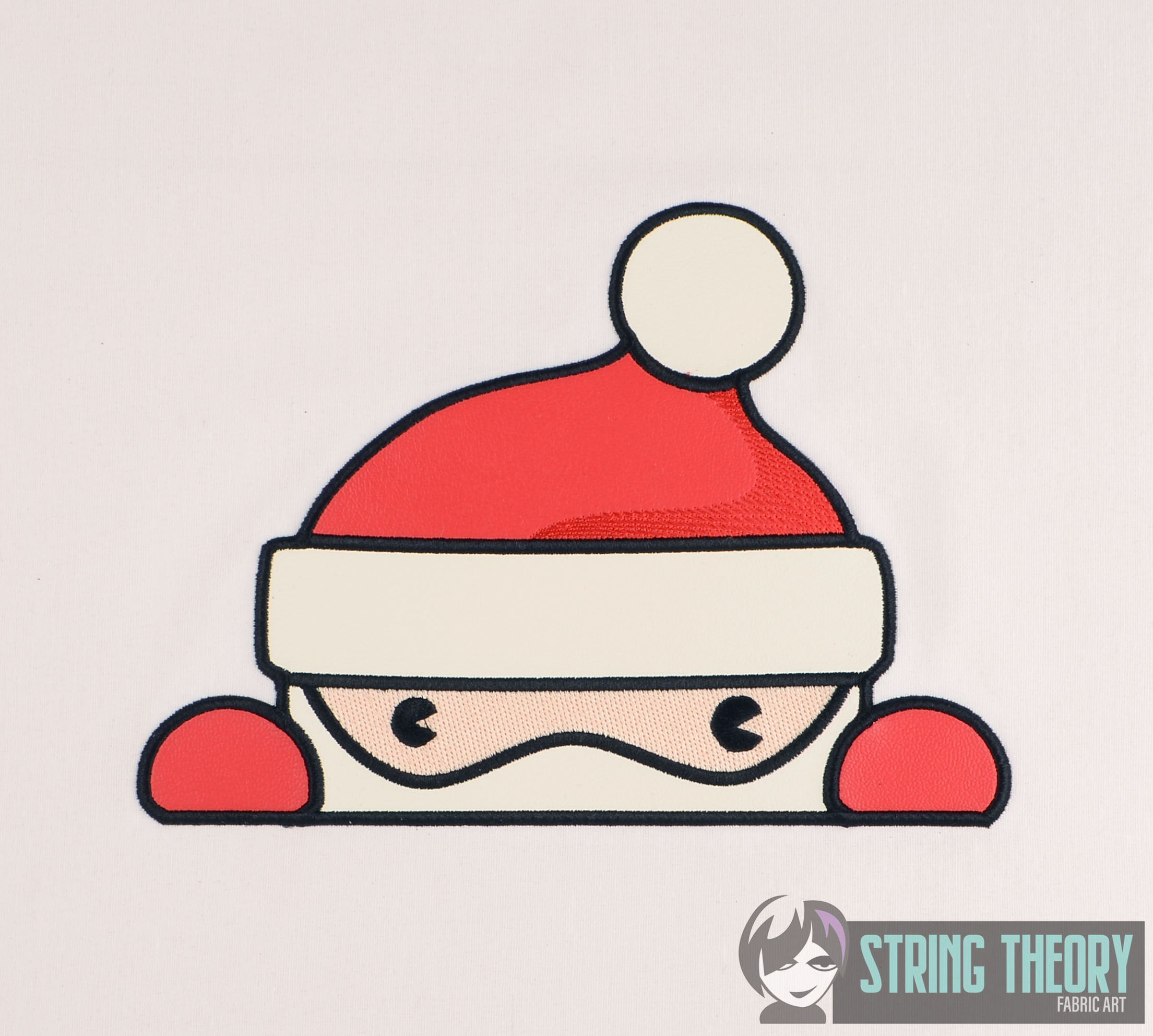 Chibi Santa Peeker – String Theory Fabric Art
