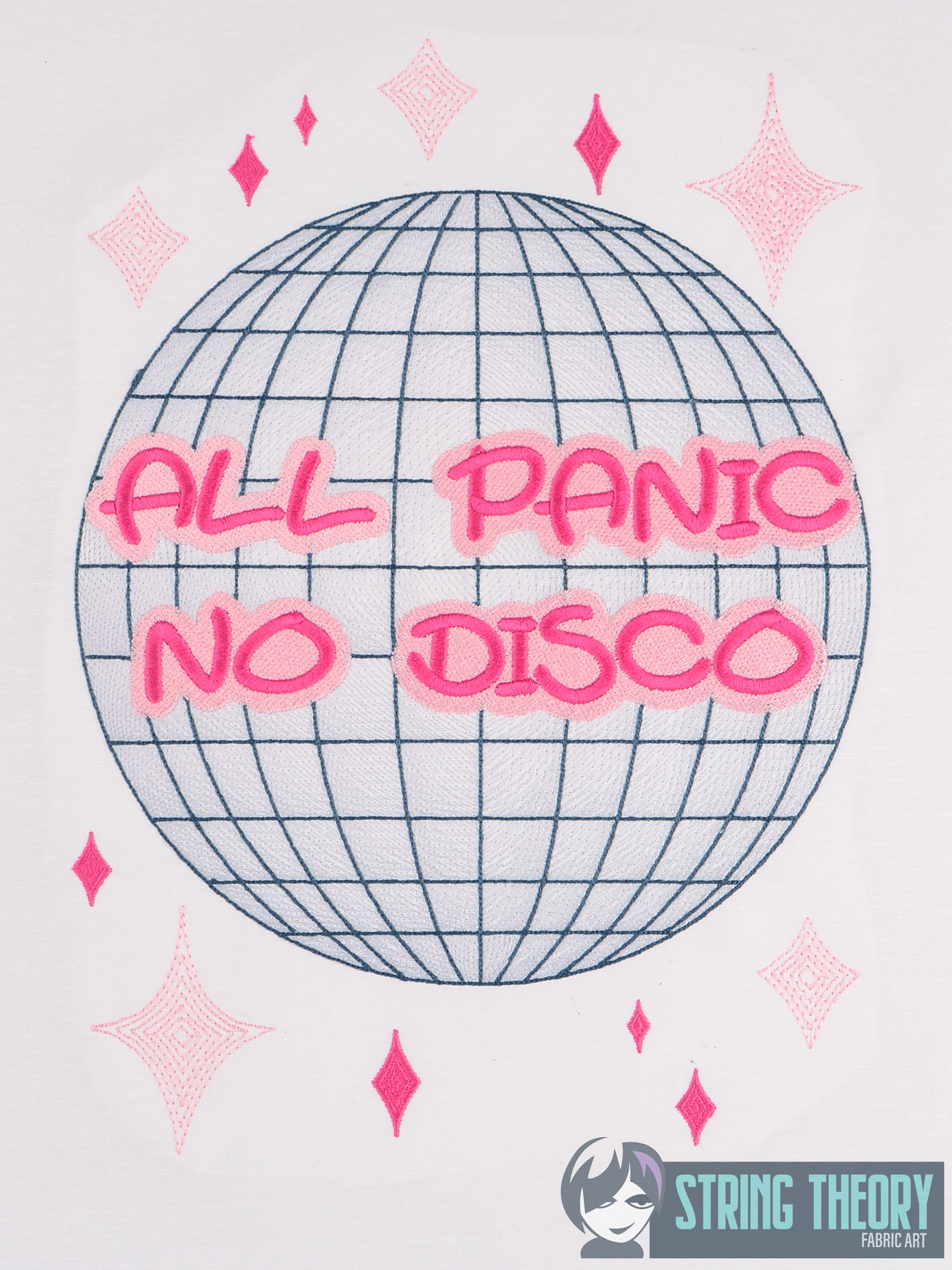 All Panic, No Disco – String Theory Fabric Art