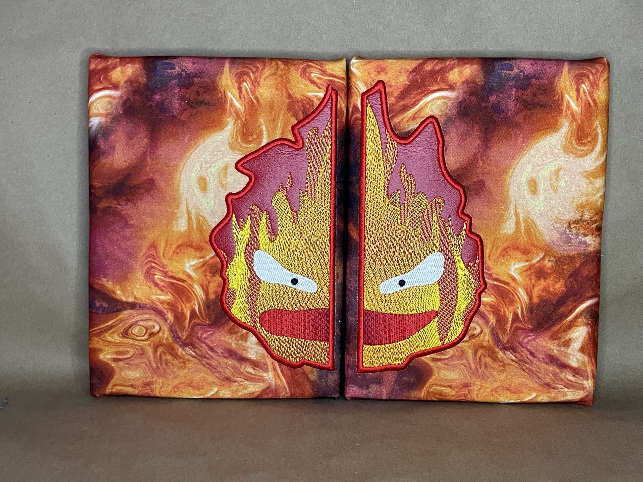 Angry Flame Split – String Theory Fabric Art