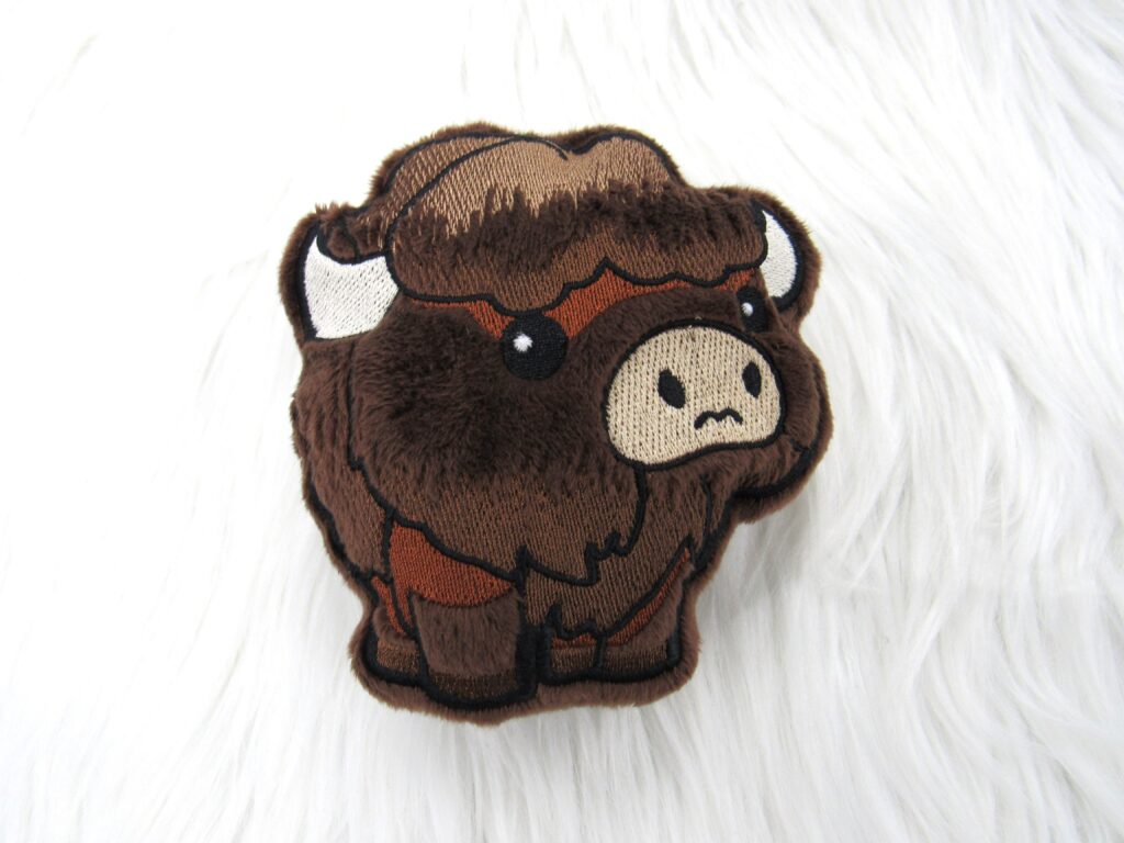 Chibi Bison Fluffy Cow Stuffie – String Theory Fabric Art