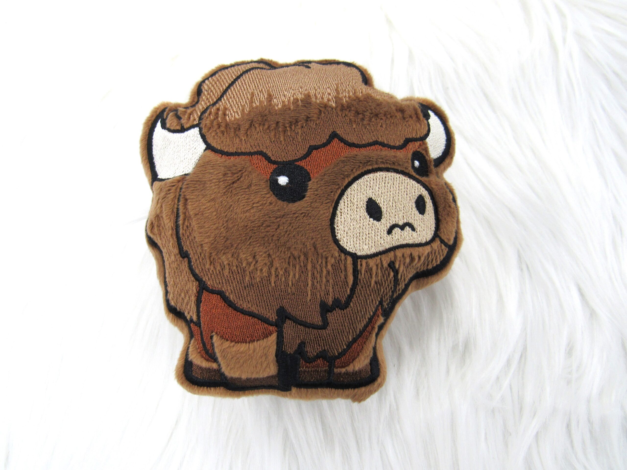 Chibi Bison Fluffy Cow Stuffie – String Theory Fabric Art