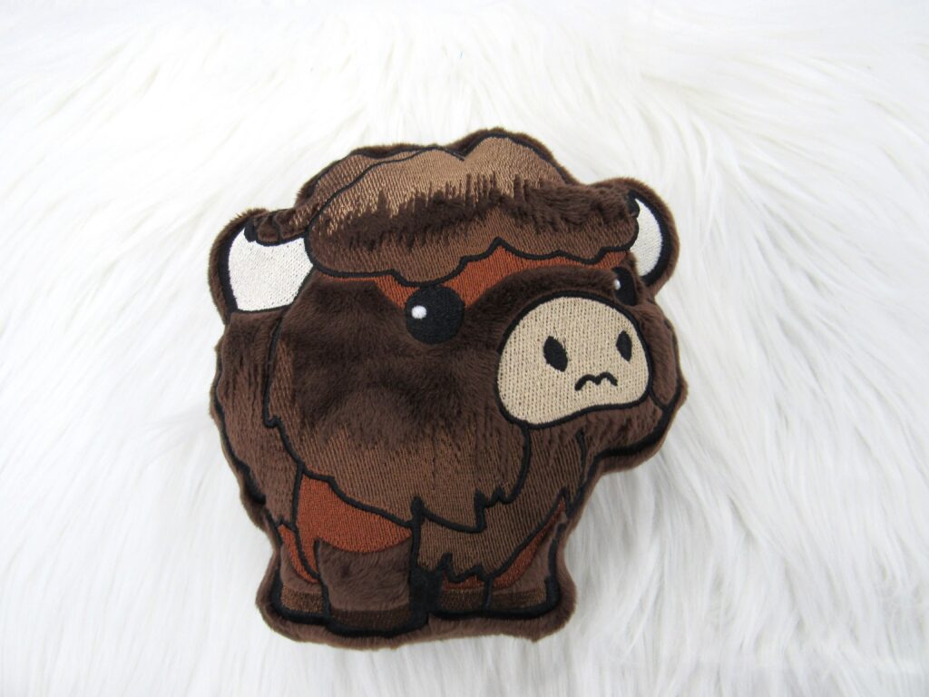 Chibi Bison Fluffy Cow Stuffie – String Theory Fabric Art