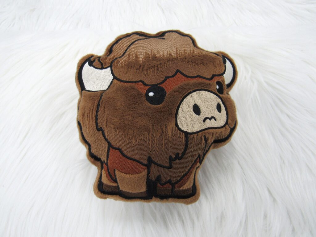 Chibi Bison Fluffy Cow Stuffie – String Theory Fabric Art