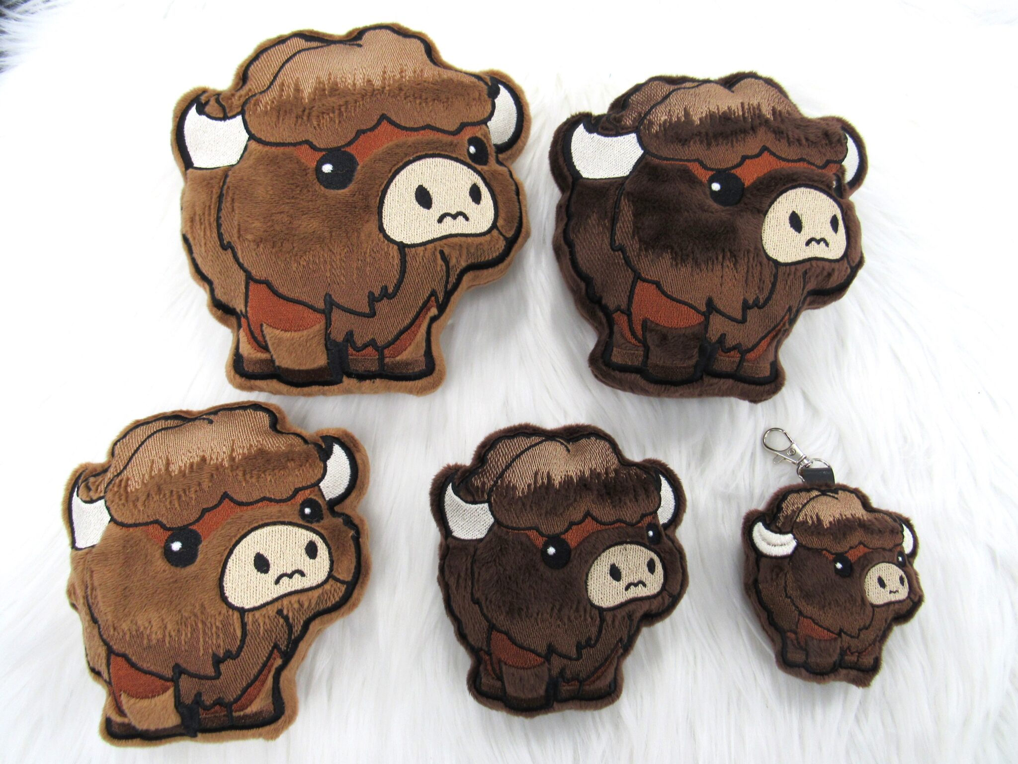 Chibi Bison Fluffy Cow Stuffie – String Theory Fabric Art