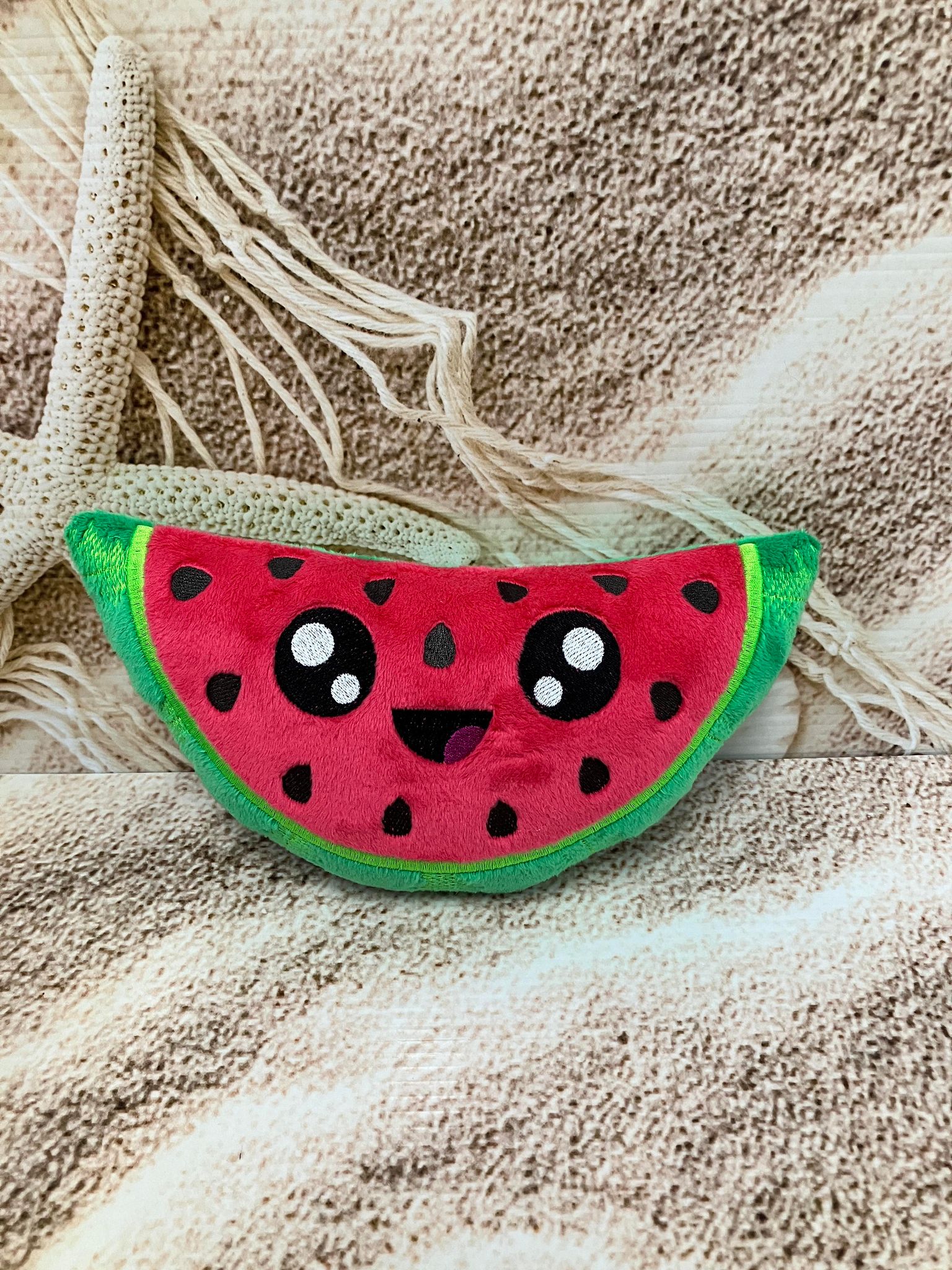 Kawaii Watermelon Stuffie – String Theory Fabric Art