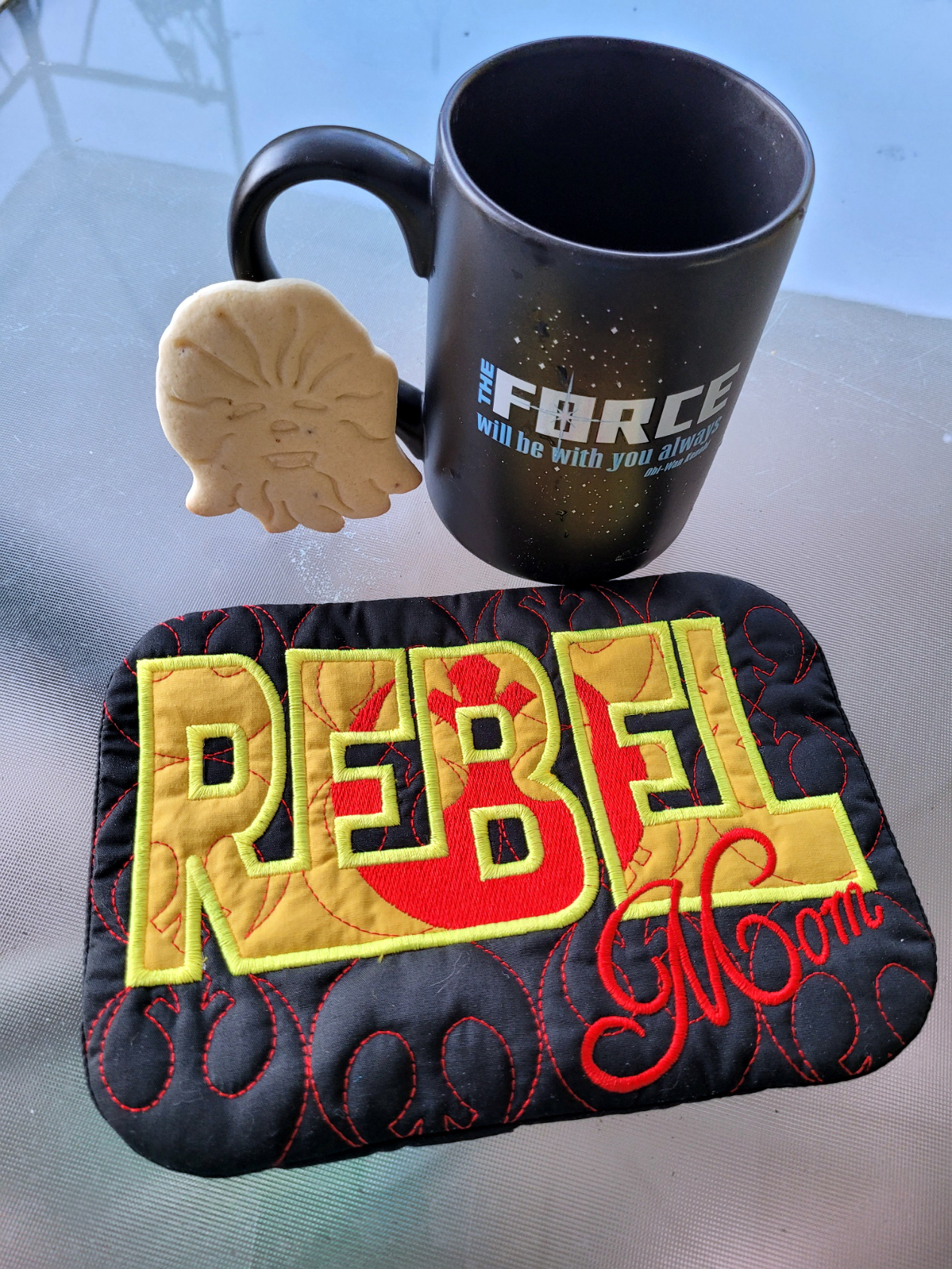 Star Battles – Rebel Mom Mug Rug – String Theory Fabric Art