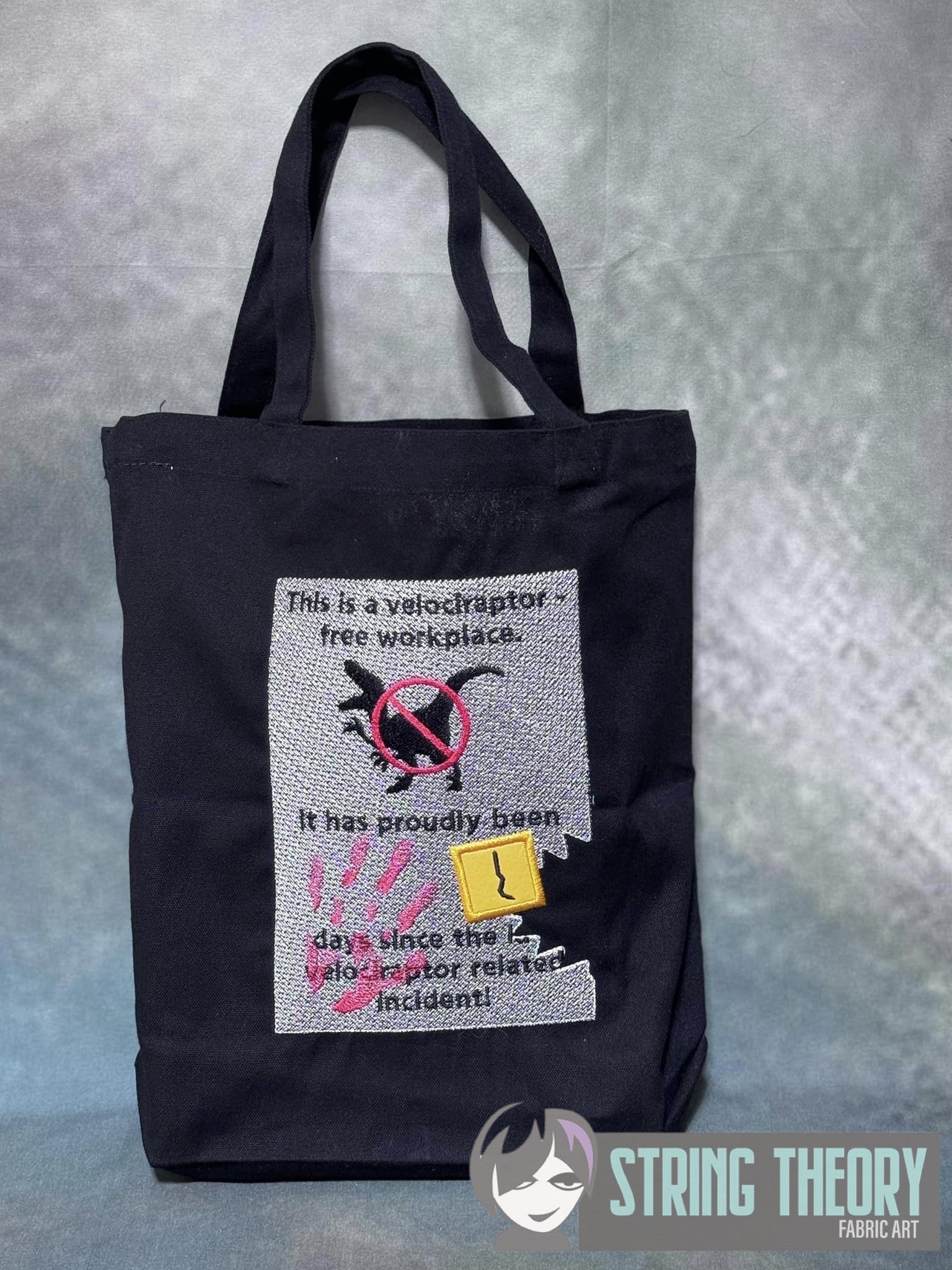 Velociraptor Free Workplace – String Theory Fabric Art